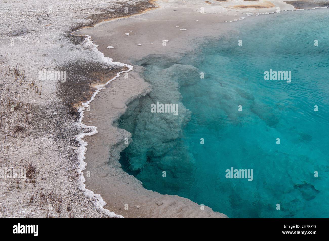 Aerial view of a volcanic hot spot in Yellowstone National Park, US ...