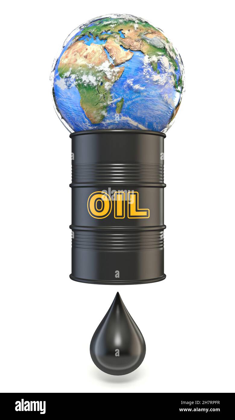 Oil barrel squeezing planet Earth to produce one oil drop Elements of ...