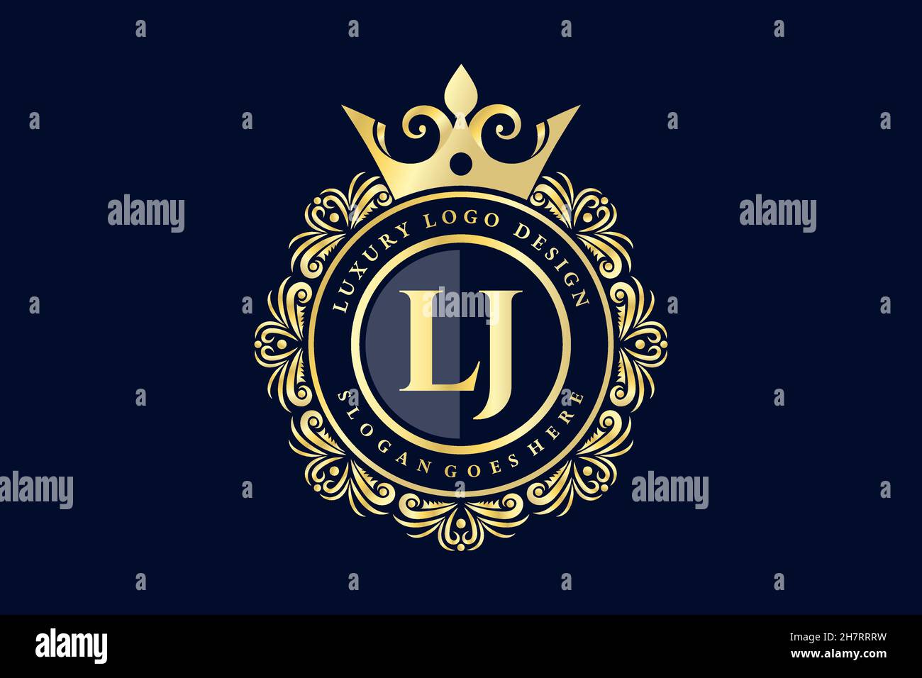 LJ Initial Letter Gold calligraphic feminine floral hand drawn heraldic ...