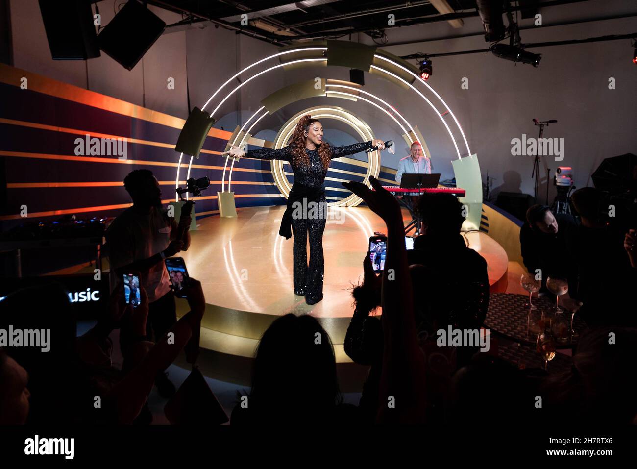 EDITORIAL USE ONLY Singer Alexandra Burke performing at the launch of ...