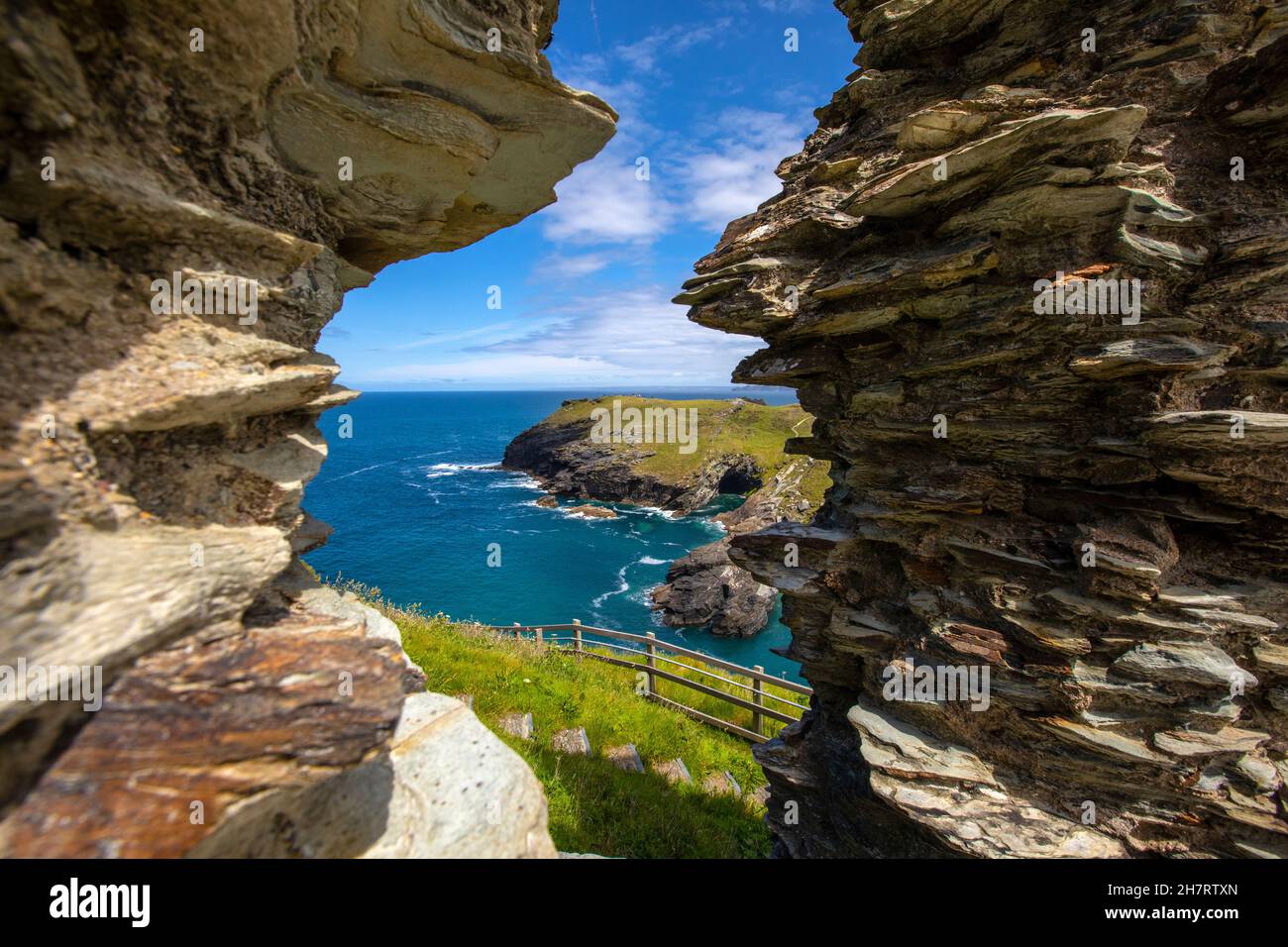 A stunning view from the historic Tintagel Castle in Cornwall, UK Stock ...