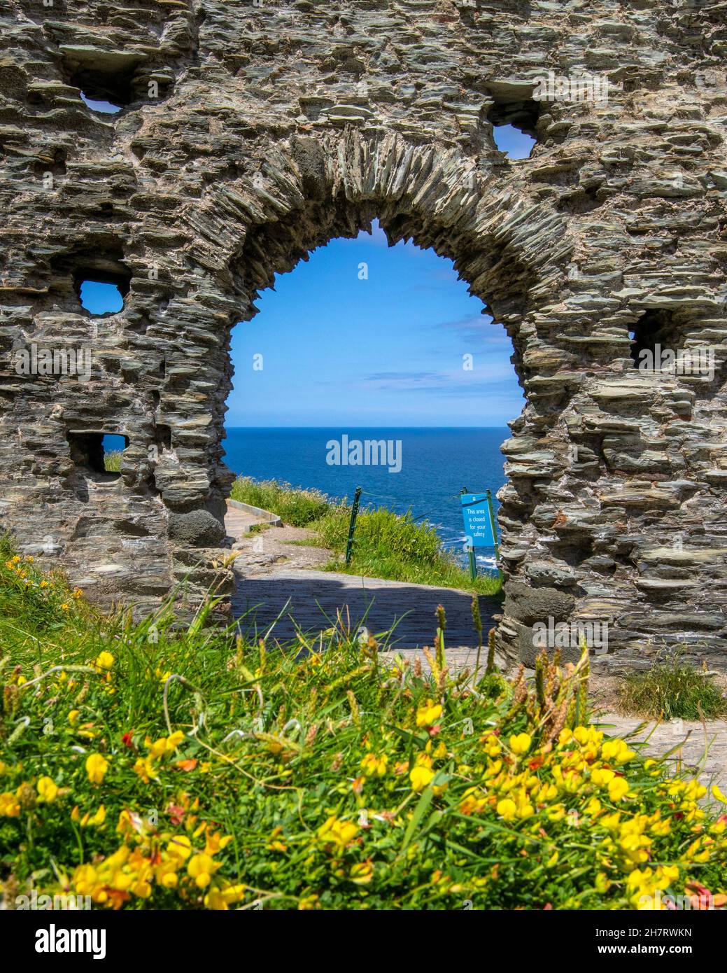 A gateway or doorway at the historic Tintagel Castle in Cornwall, UK ...