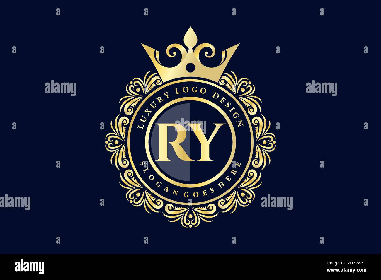 RY Initial Letter Gold calligraphic feminine floral hand drawn heraldic ...