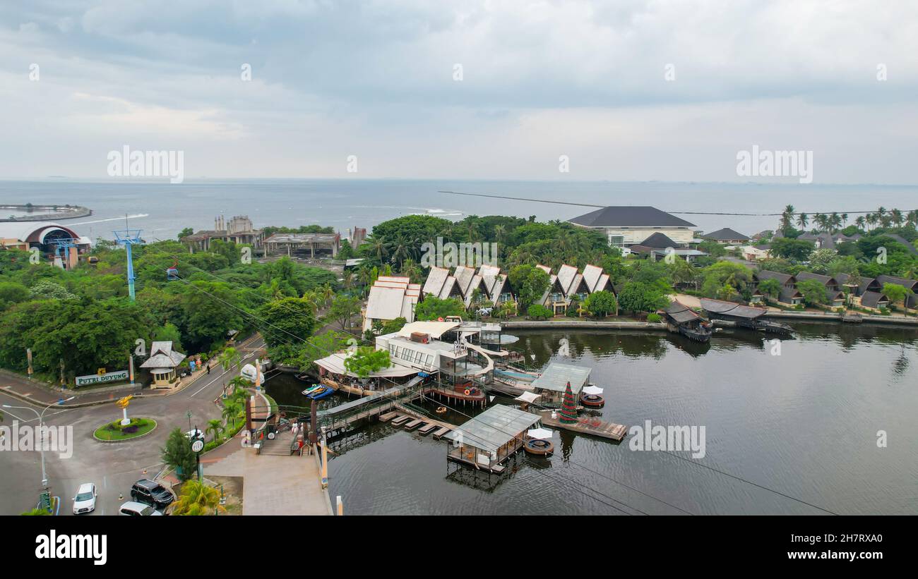 Aerial view of Ancol Beach, North Jakarta. JAKARTA - Indonesia ...