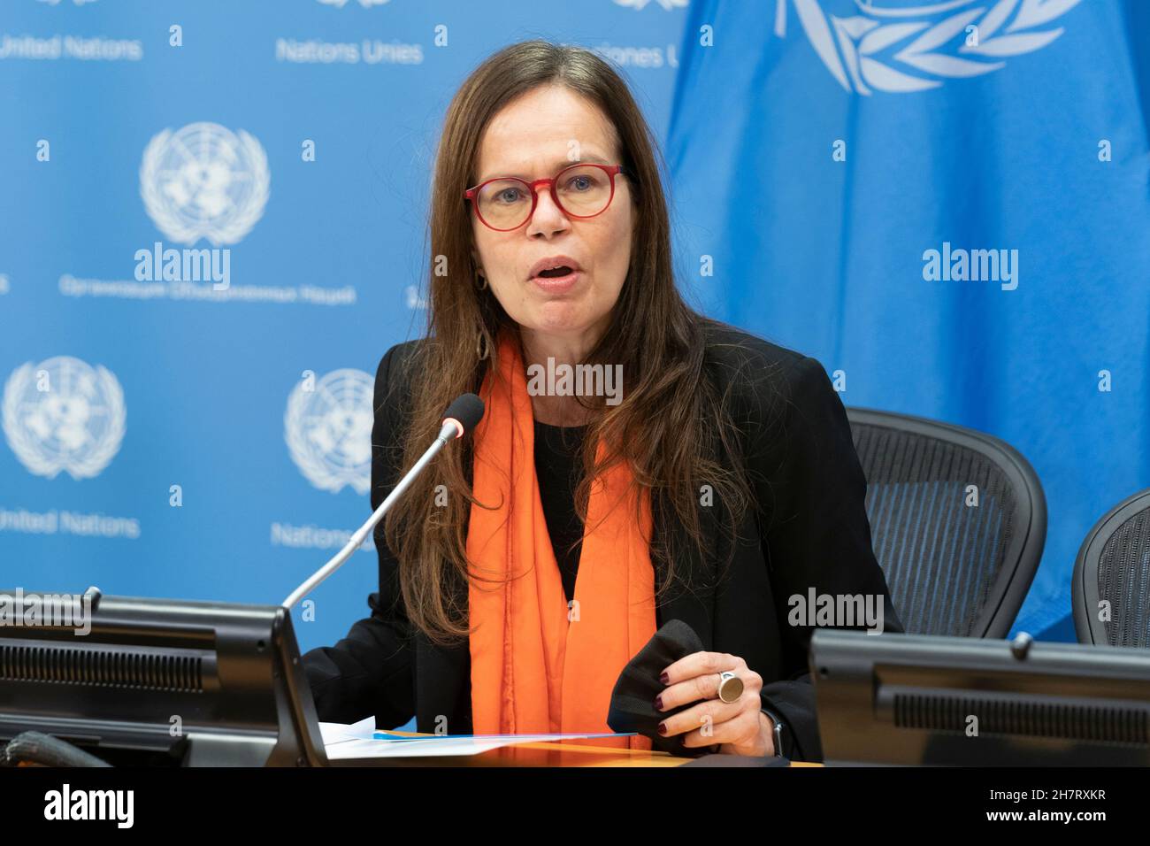 New York, NY - November 24, 2021: Press briefing on report Violence ...
