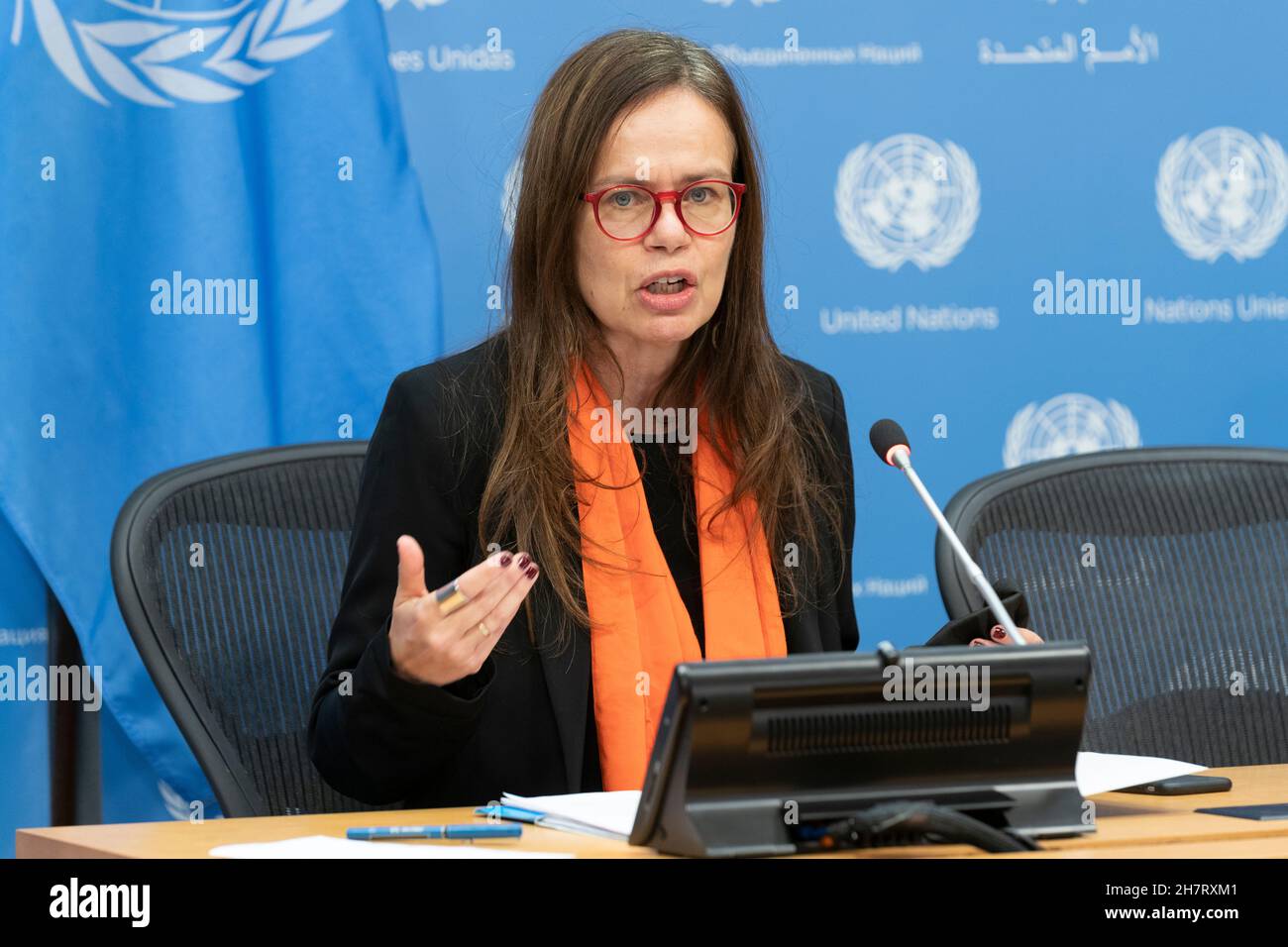 New York, NY - November 24, 2021: Press briefing on report Violence ...