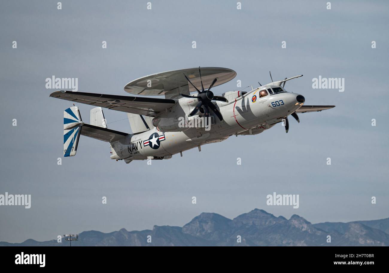 A U.S. Navy E-2C Hawkeye aircraft assigned to Naval Aviation ...