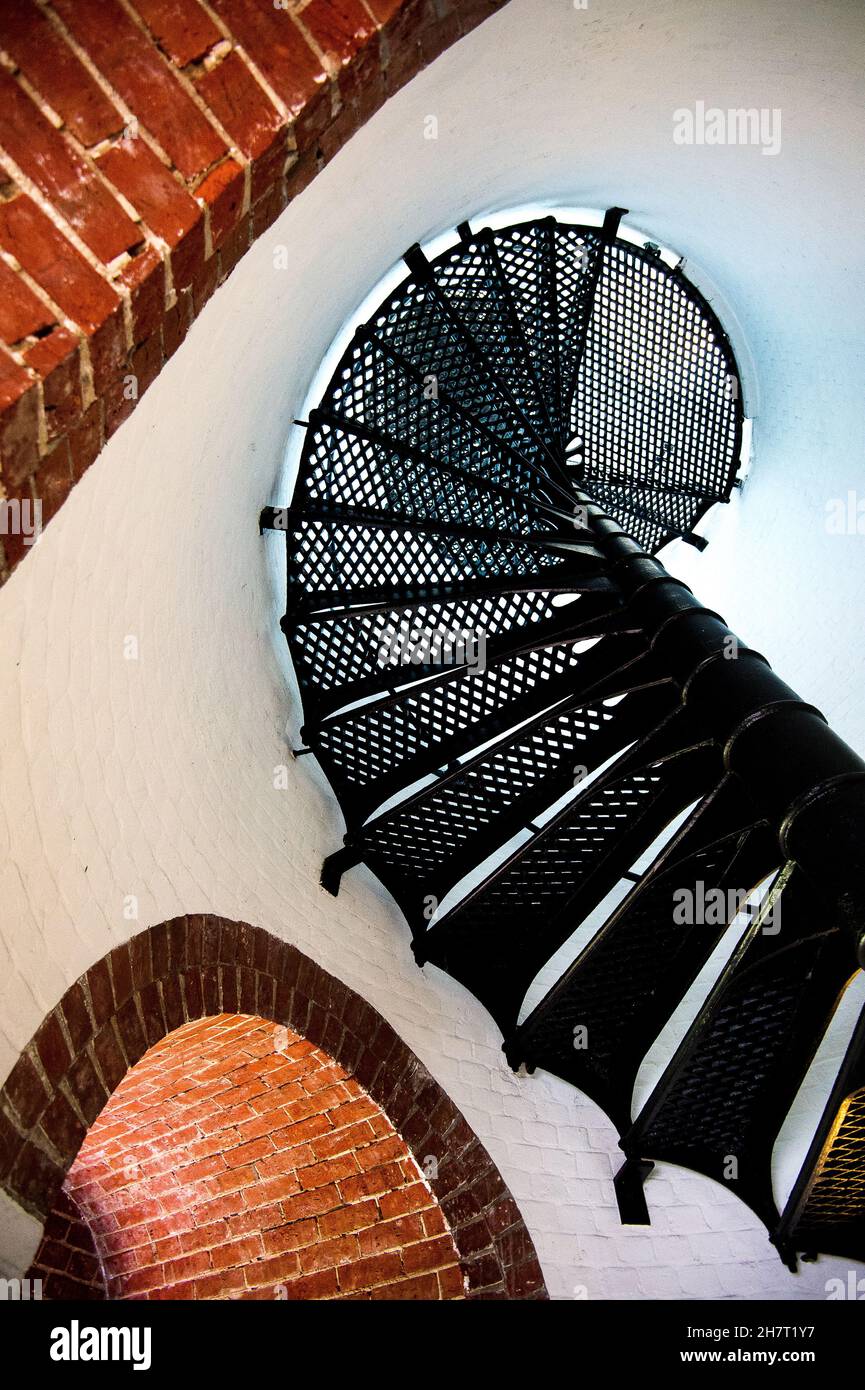 Vertical shot of an abstract black iron metal spiral staircase Stock ...