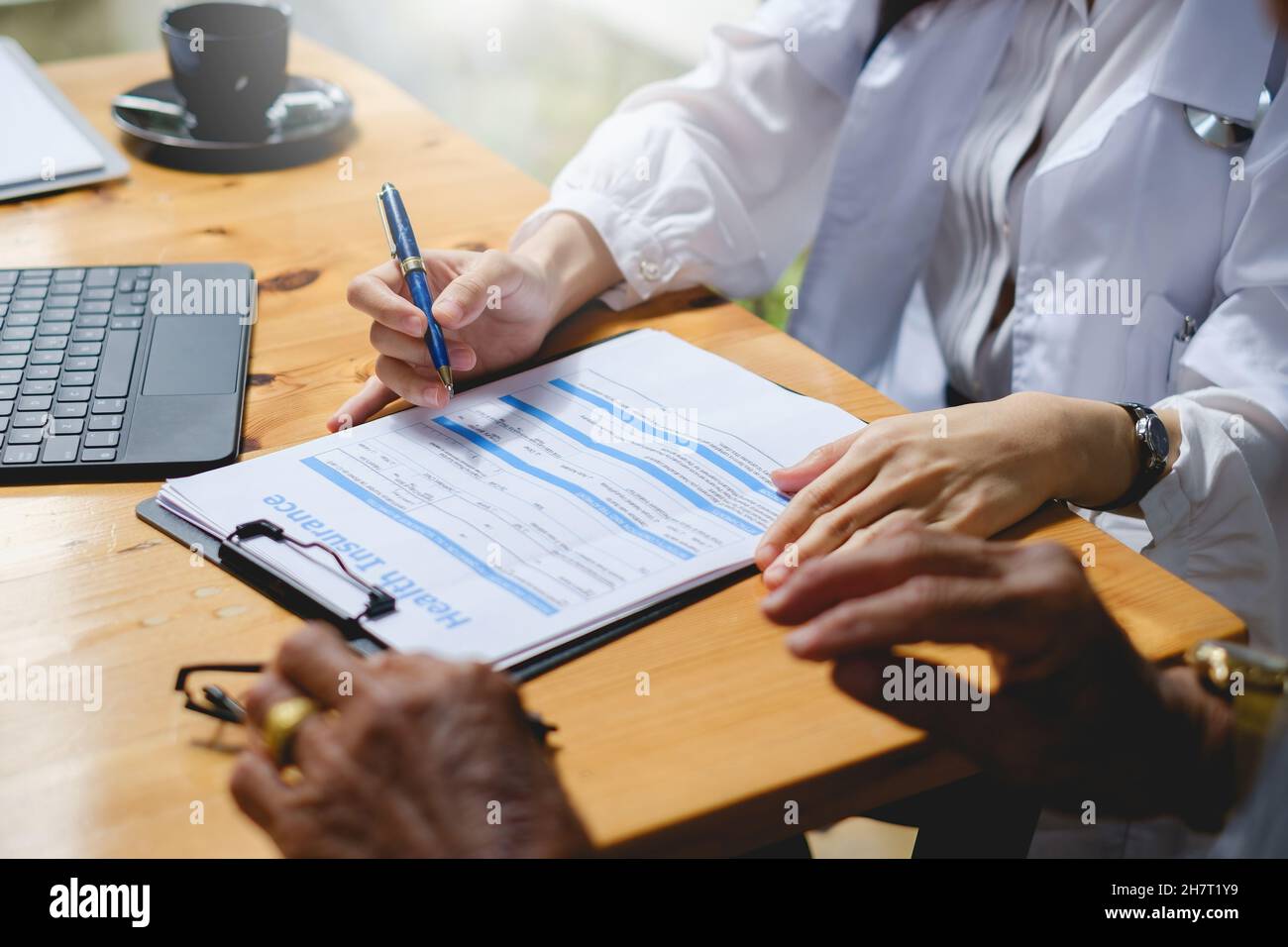 Doctor explain Healthcare and medical. Adult man seeks medical advice ...