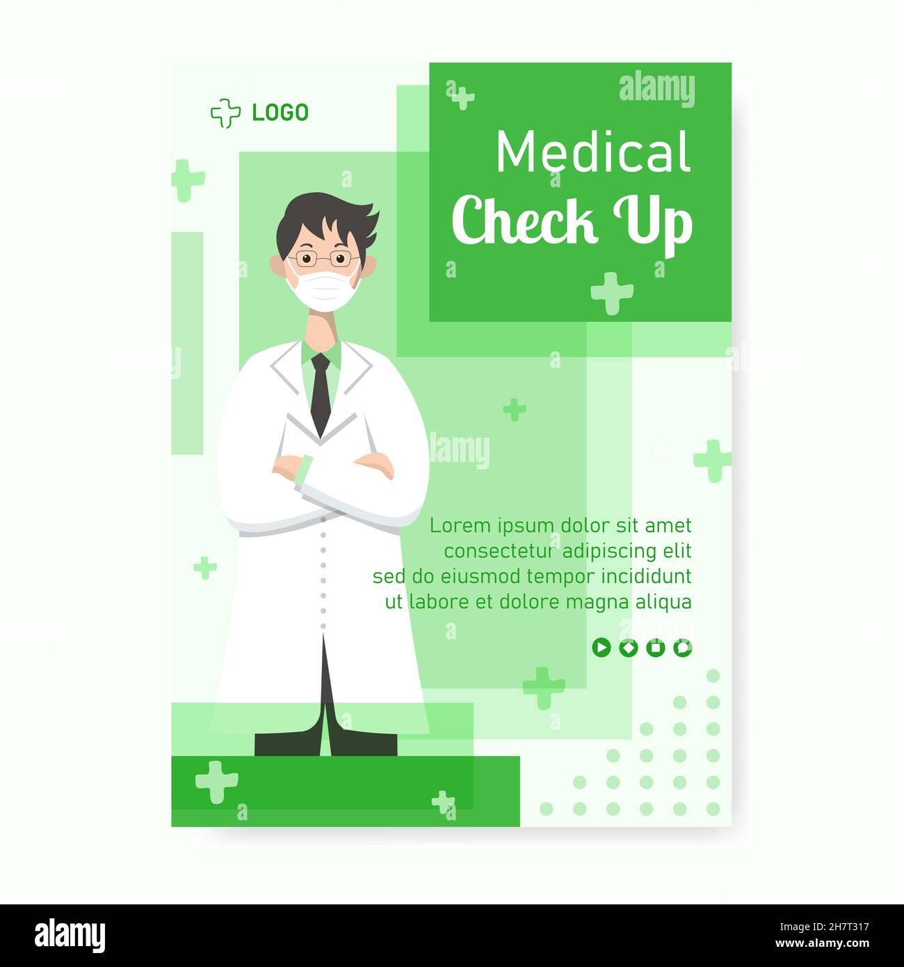 Medical Healthcare Flat Design Illustration Poster Editable of Square ...