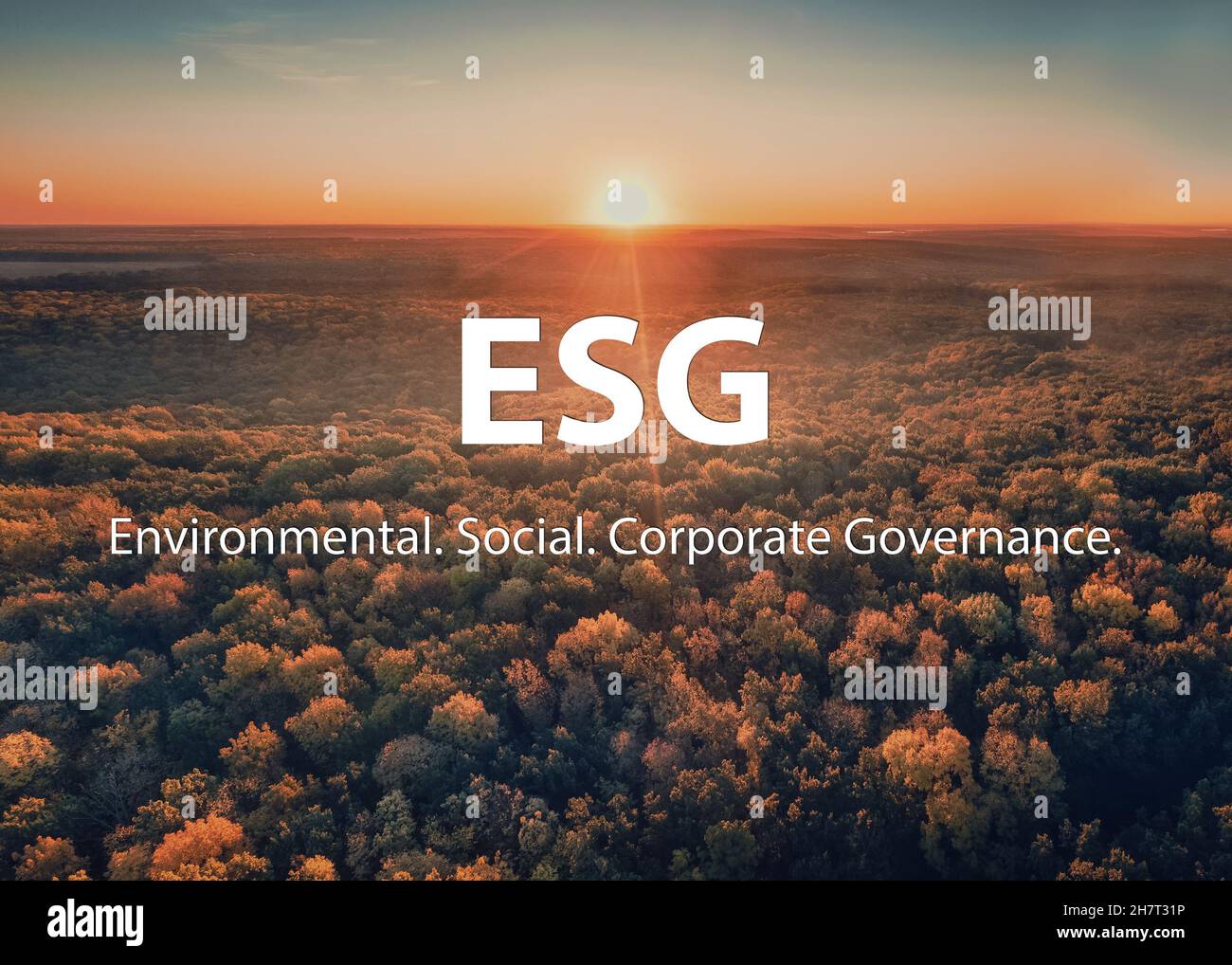 ESG Sustainable environmental conservation concept. Sunrise over the ...