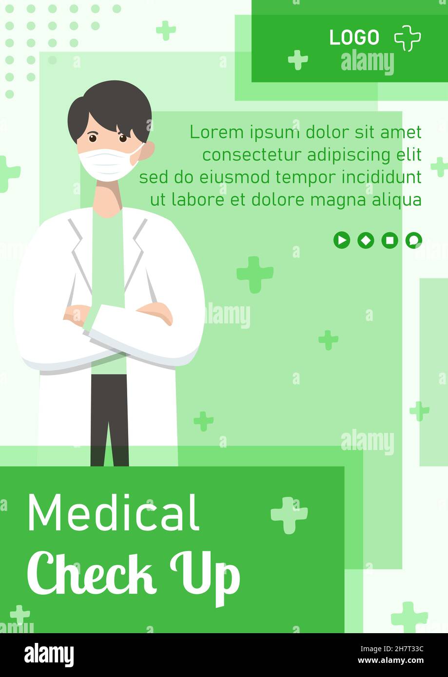 Medical Healthcare Flat Design Illustration Flyer Editable of Square ...