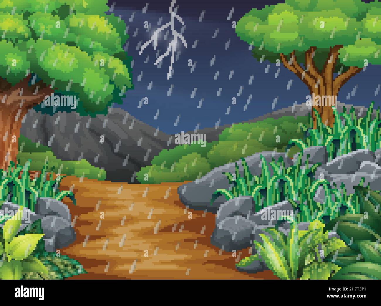 Background scene with rain in the park Stock Vector Image & Art - Alamy