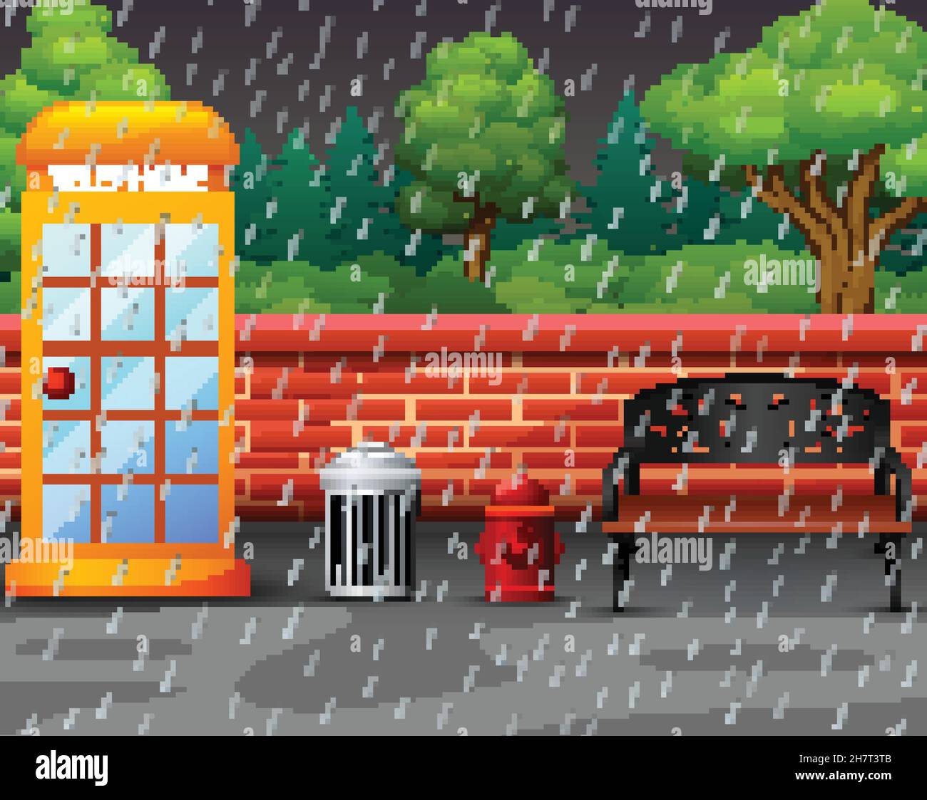 Rainy weather in town Stock Vector Images - Alamy