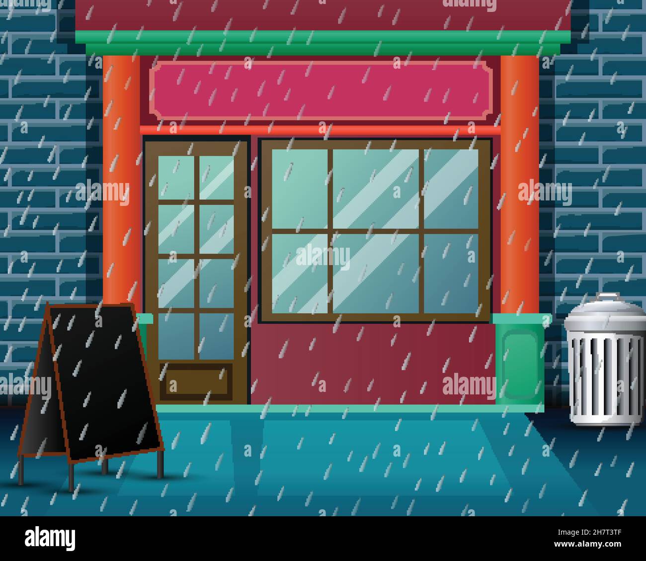 Background restaurant scene with very heavy rain Stock Vector Image ...
