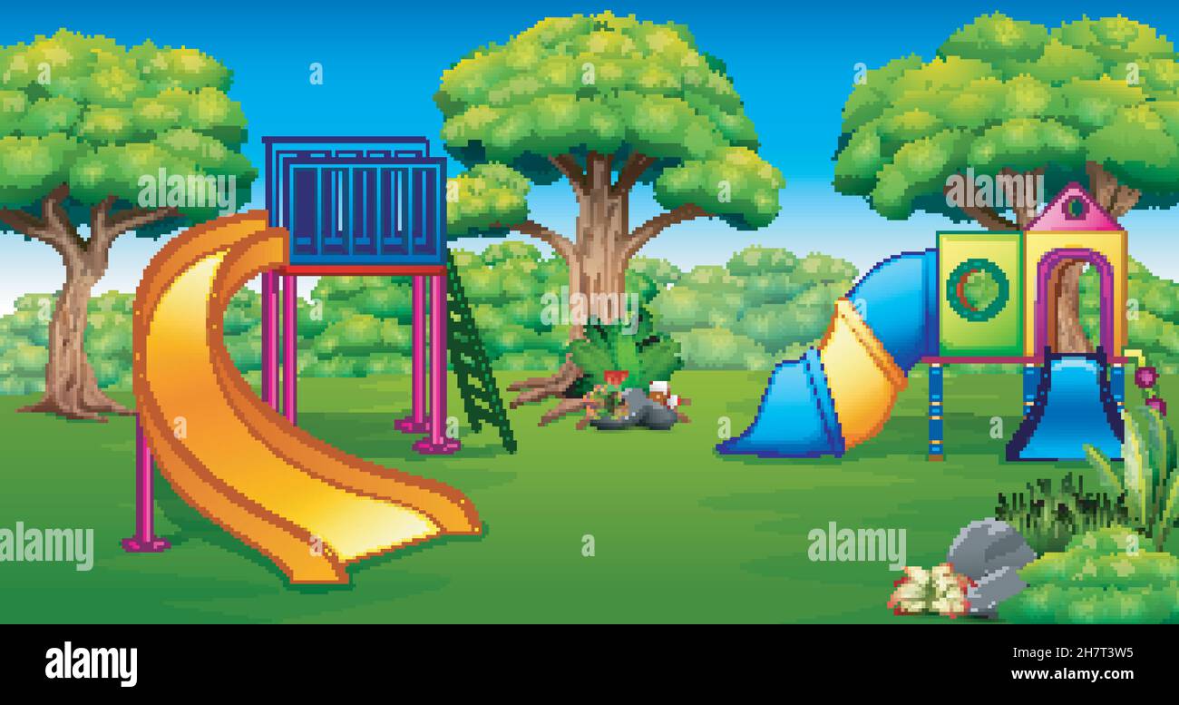 Cartoon of playground in the garden Stock Vector Image & Art - Alamy