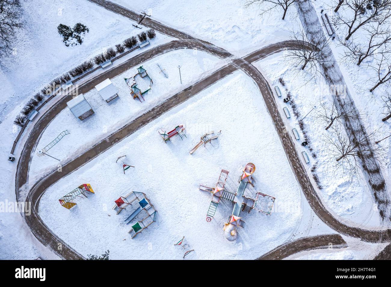 Aerial view park playground equipment hi-res stock photography and ...