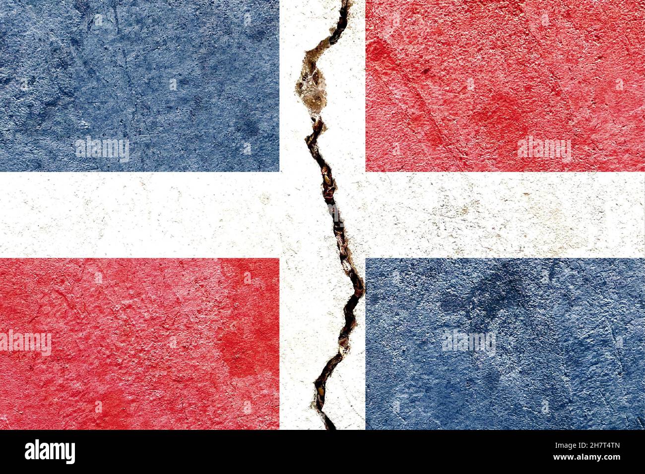 Dominican Republic national flag icon grunge pattern painted on old ...