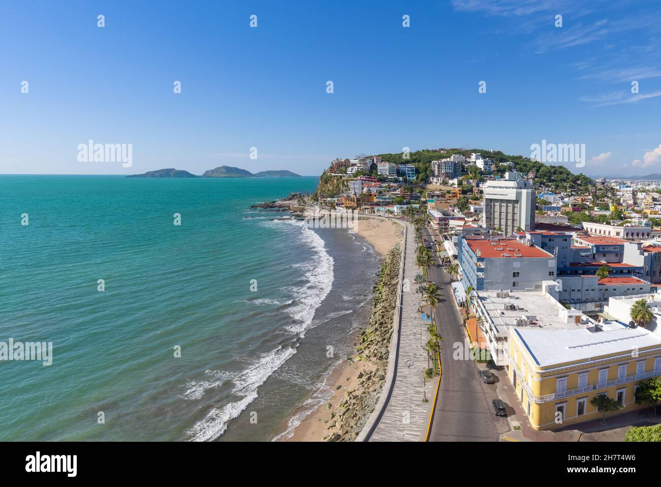 Panoramic view of scenic Mazatlan sea promenade and waterfront El ...