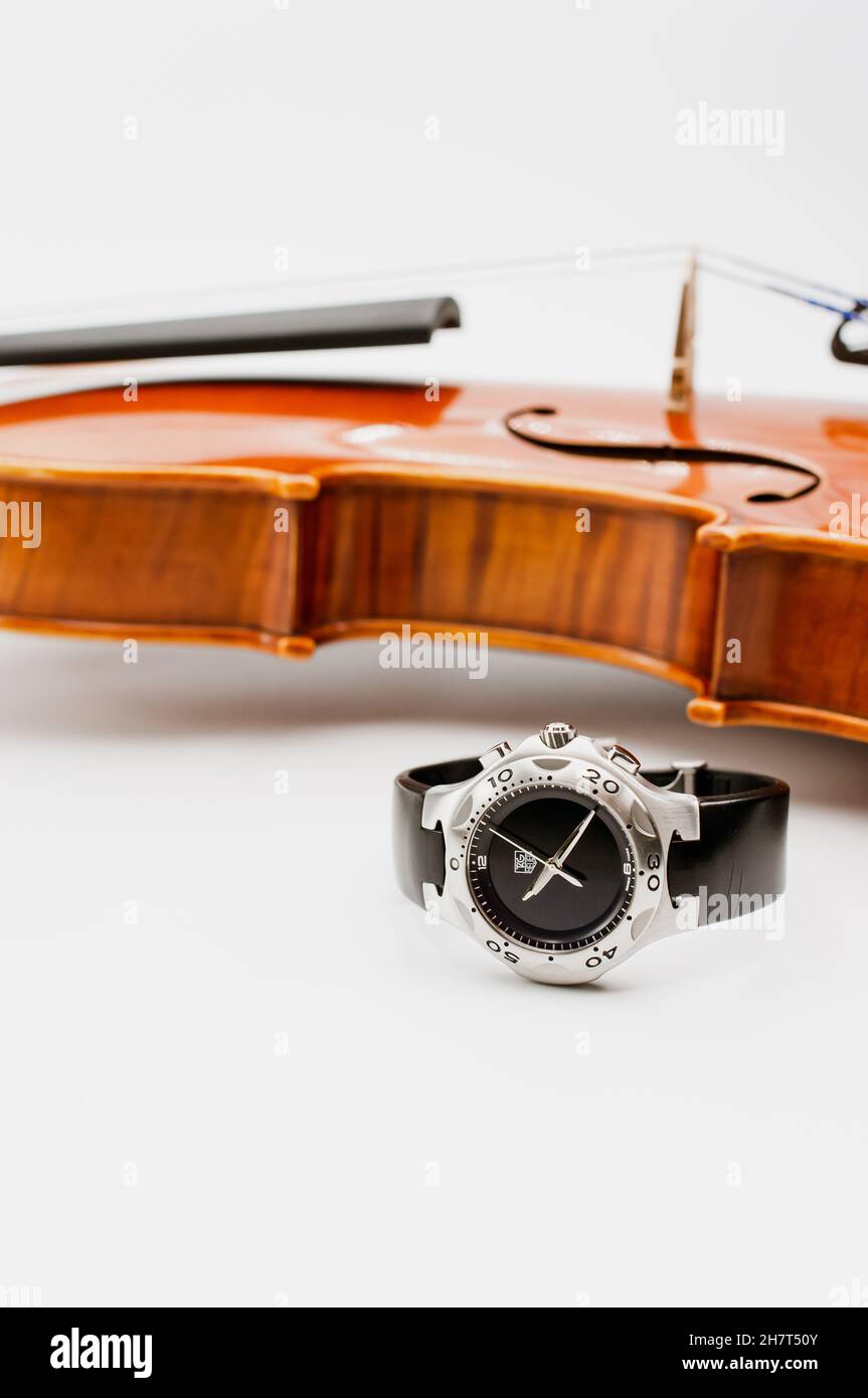 INVERIGO, ITALY - Nov 19, 2021: fine violin scroll and elegant sport ...