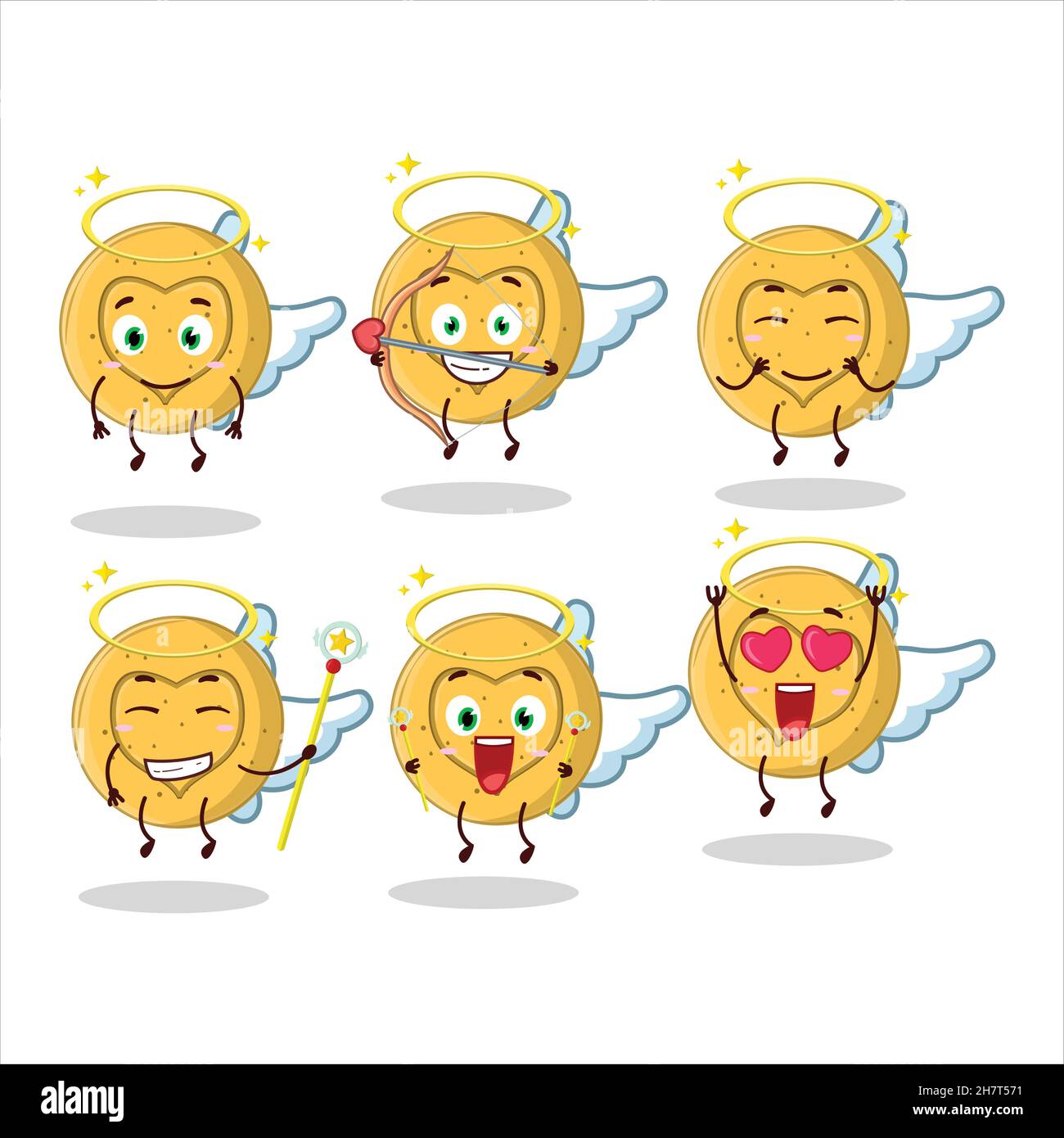 Dalgona Candy Love Cartoon Designs As A Cute Angel Character Vector