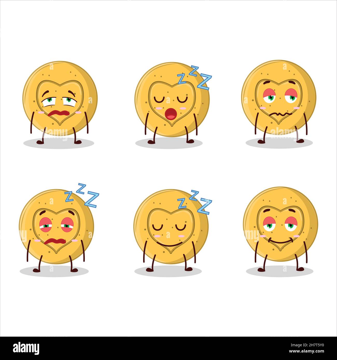 Cartoon character of dalgona candy love with sleepy expression. Vector ...