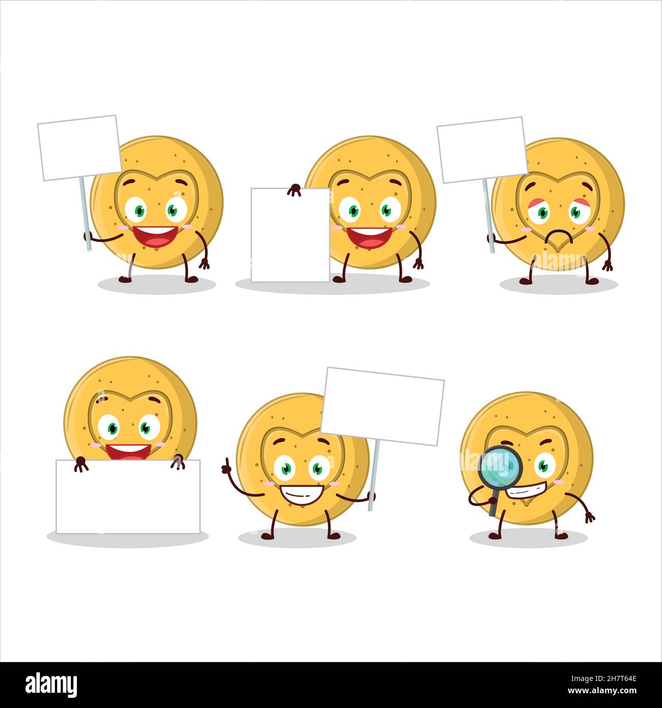 Dalgona candy love cartoon character bring information board. Vector ...