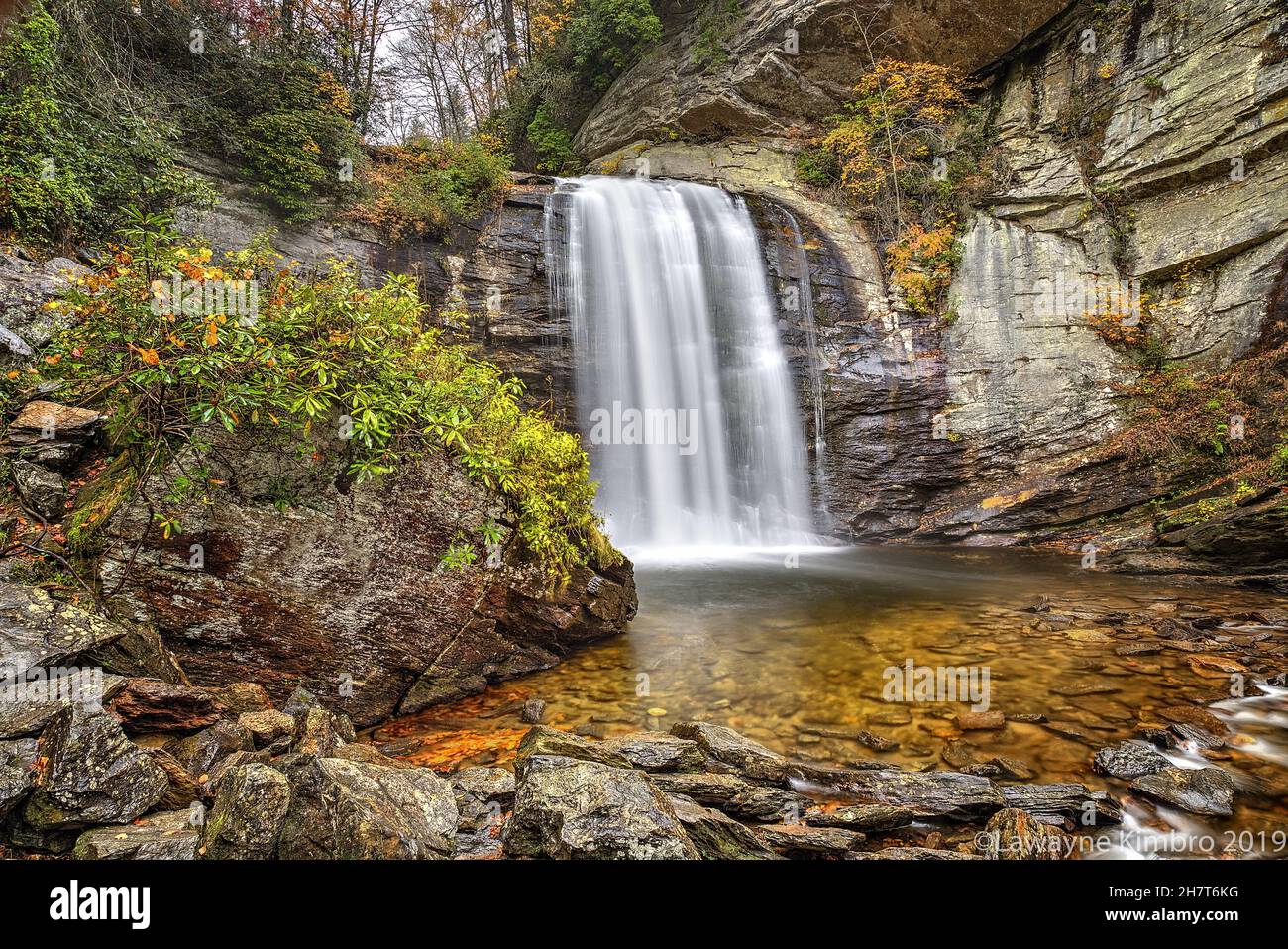Mesmerizing landscape of a waterfall in the woods Stock Photo - Alamy