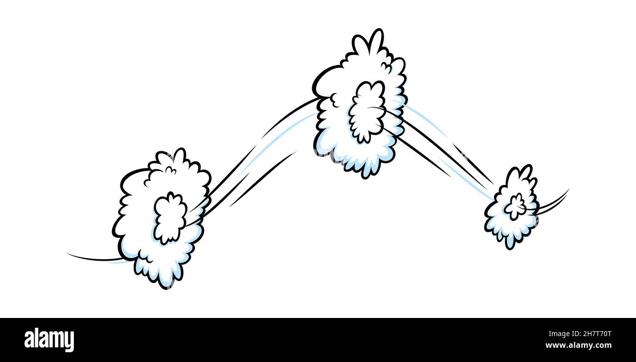 Comic speed effect with clouds. Comic clouds with motion trail lines ...