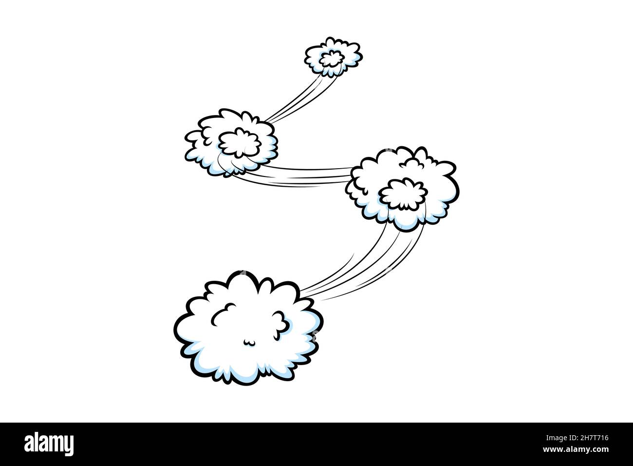 Comic speed effect with clouds. Comic clouds with motion trail lines ...