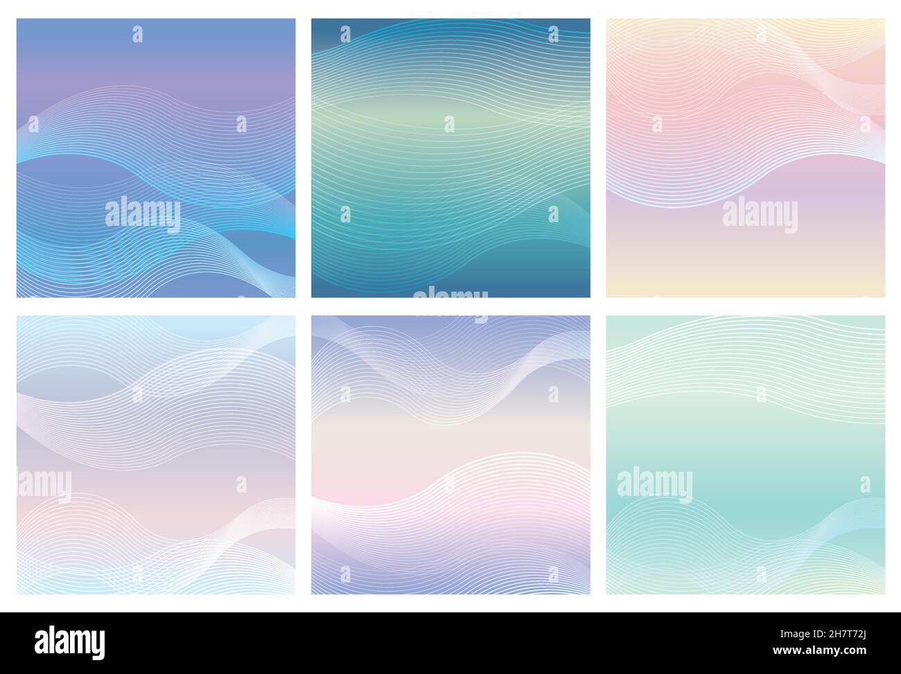 Set Of Square Backgrounds With Abstract Wavy Patterns Isolated On A ...