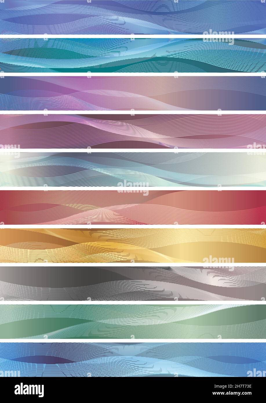 Set Of Abstract Wavy Pattern Banners Isolated On A White Background ...