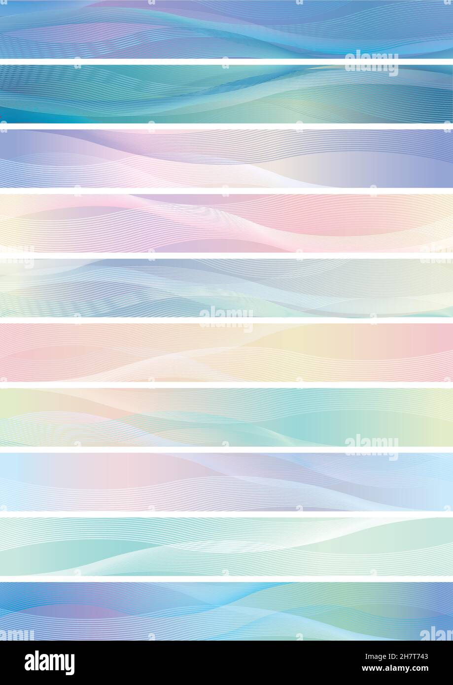 Set Of Abstract Wavy Pattern Banners Isolated On A White Background ...