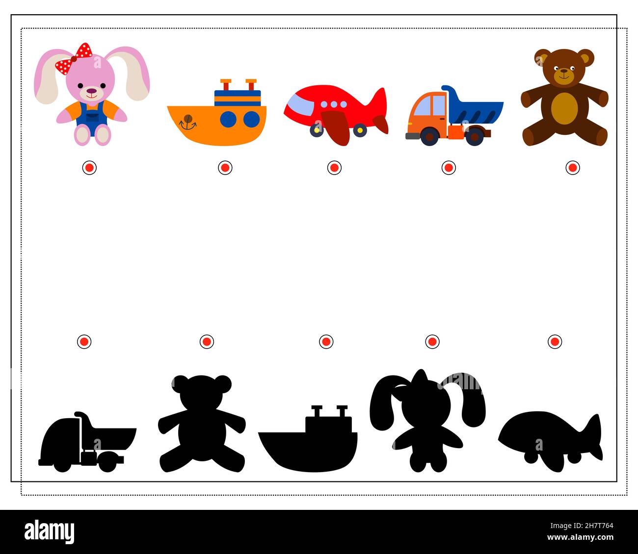 Children's logic game, find the right shadow. children's toys, airplane ...