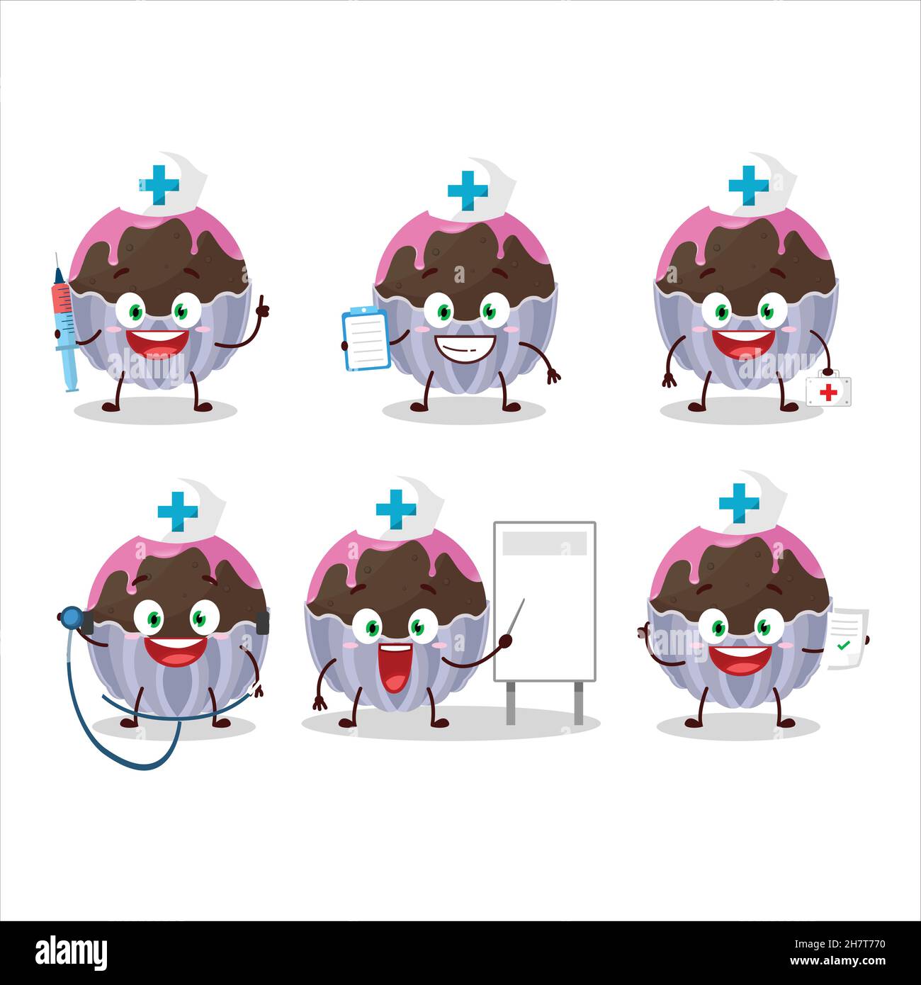 Doctor profession emoticon with brigadeiro chocolate candy cartoon ...