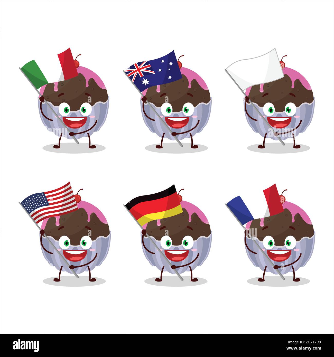 Brigadeiro chocolate candy cartoon character bring the flags of various ...