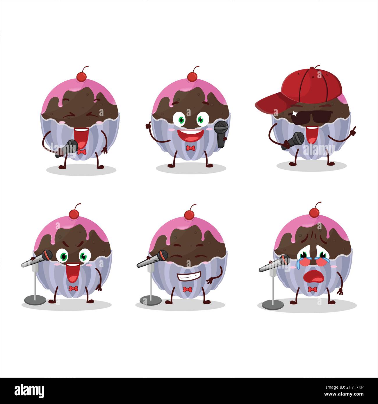 A Cute Cartoon design concept of brigadeiro chocolate candy singing a ...