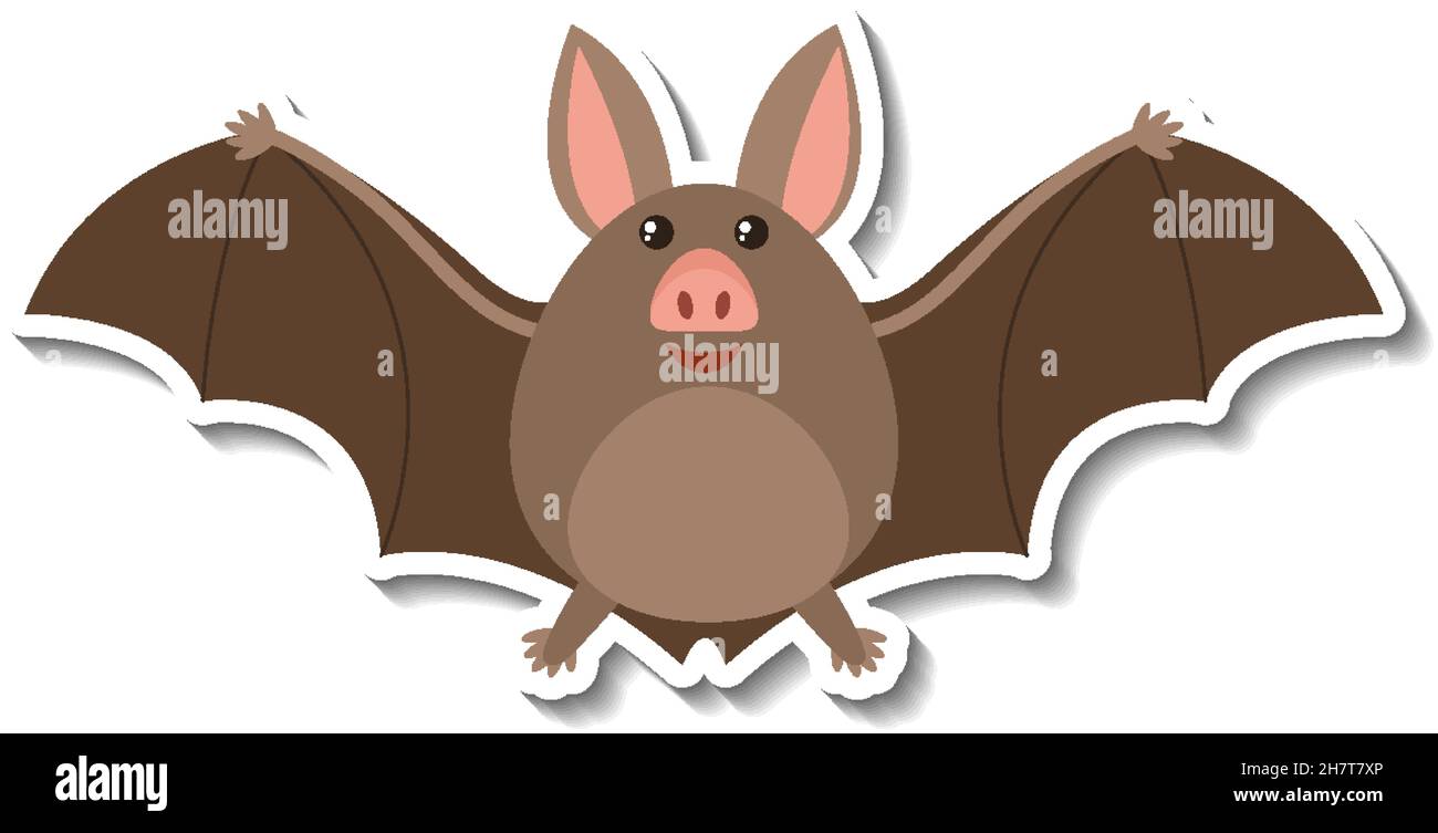 Cute chubby bat animal cartoon sticker illustration Stock Vector Image ...