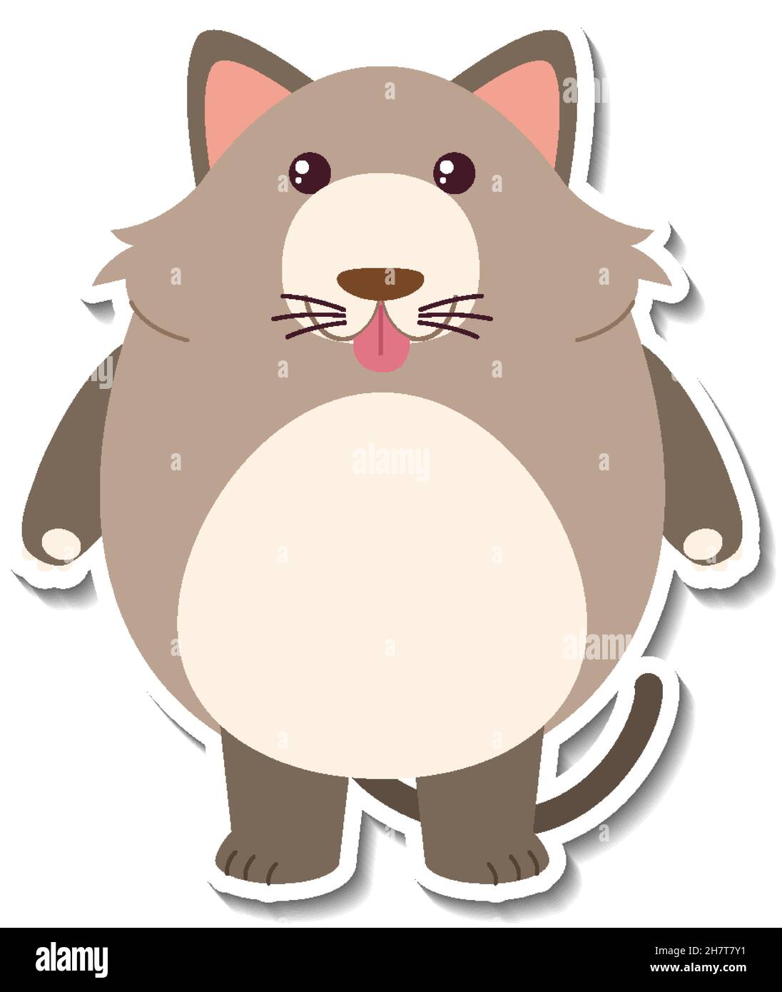Chubby cat animal cartoon sticker illustration Stock Vector Image & Art ...