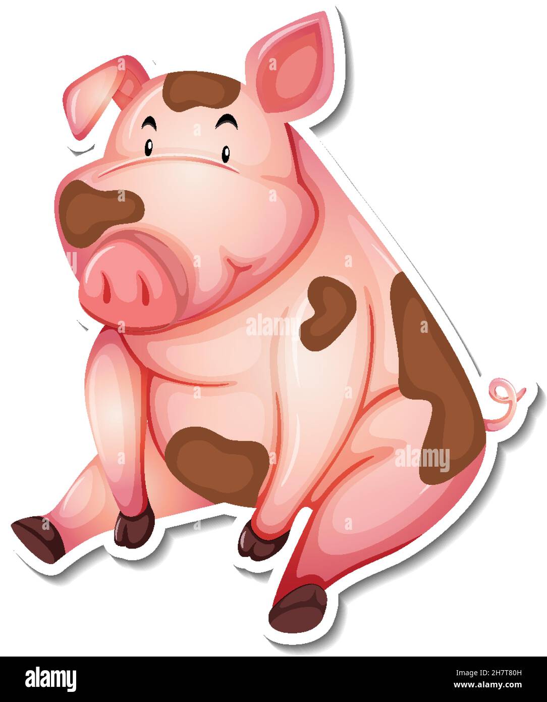 Dirty pig farm animal cartoon sticker illustration Stock Vector Image ...
