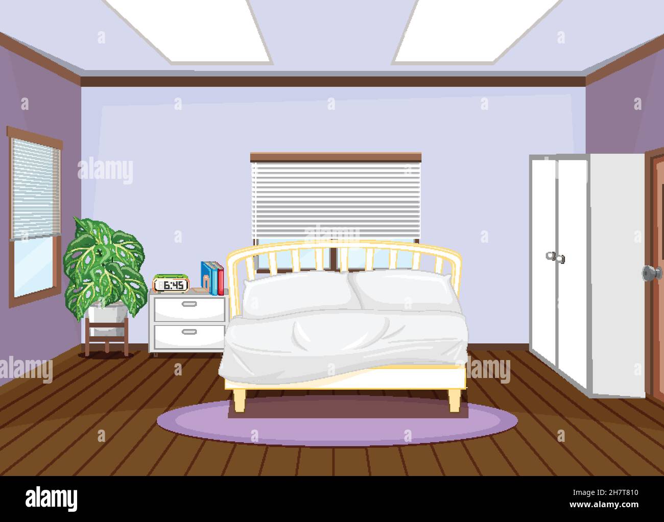 Empty bedroom interior design with furnitures illustration Stock Vector ...
