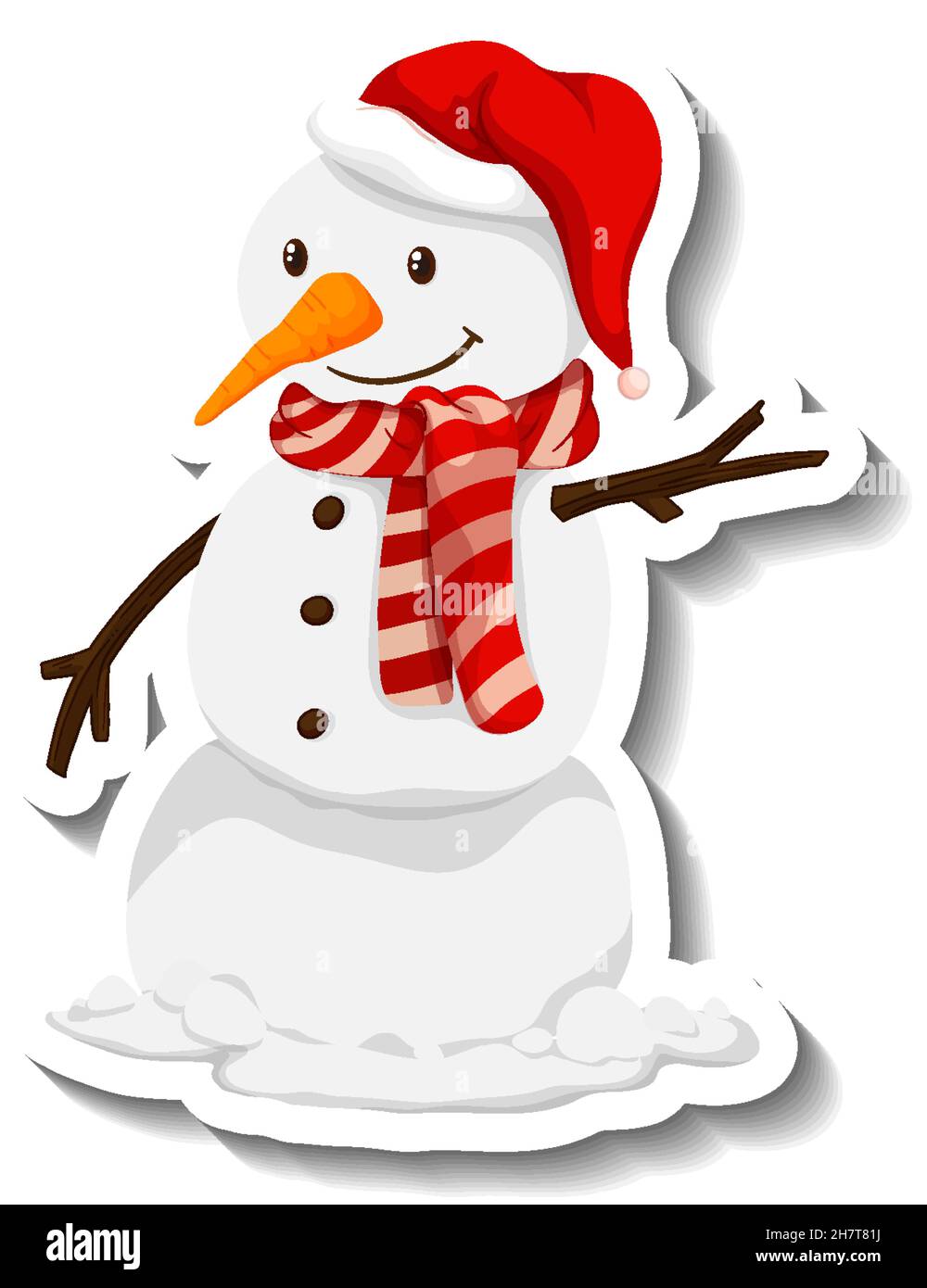 Winter snowman cartoon sticker illustration Stock Vector Image & Art ...
