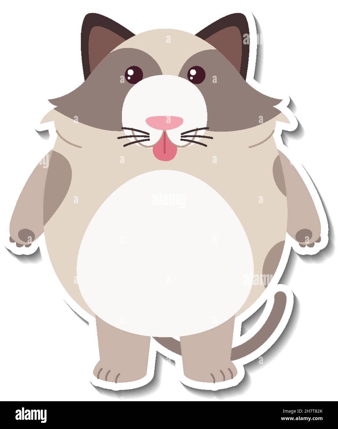 Chubby cat animal cartoon sticker illustration Stock Vector Image & Art ...
