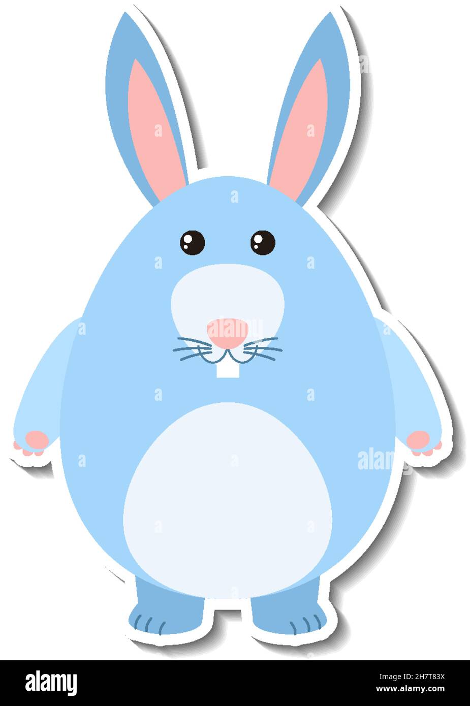 Chubby rabbit animal cartoon sticker illustration Stock Vector Image ...