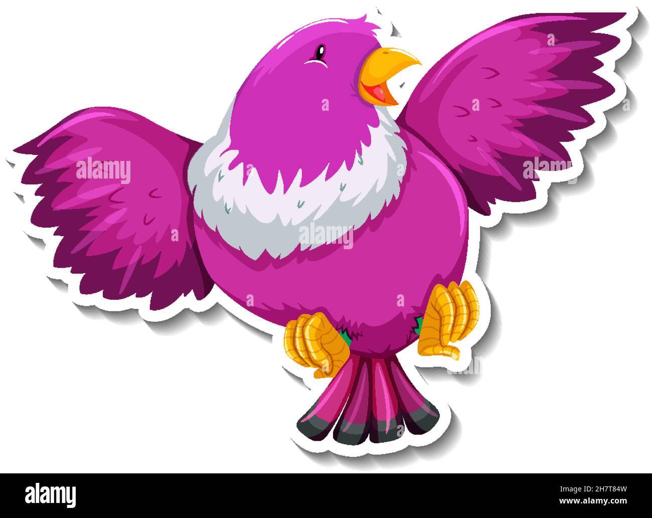 Cute pink bird animal cartoon sticker illustration Stock Vector Image ...