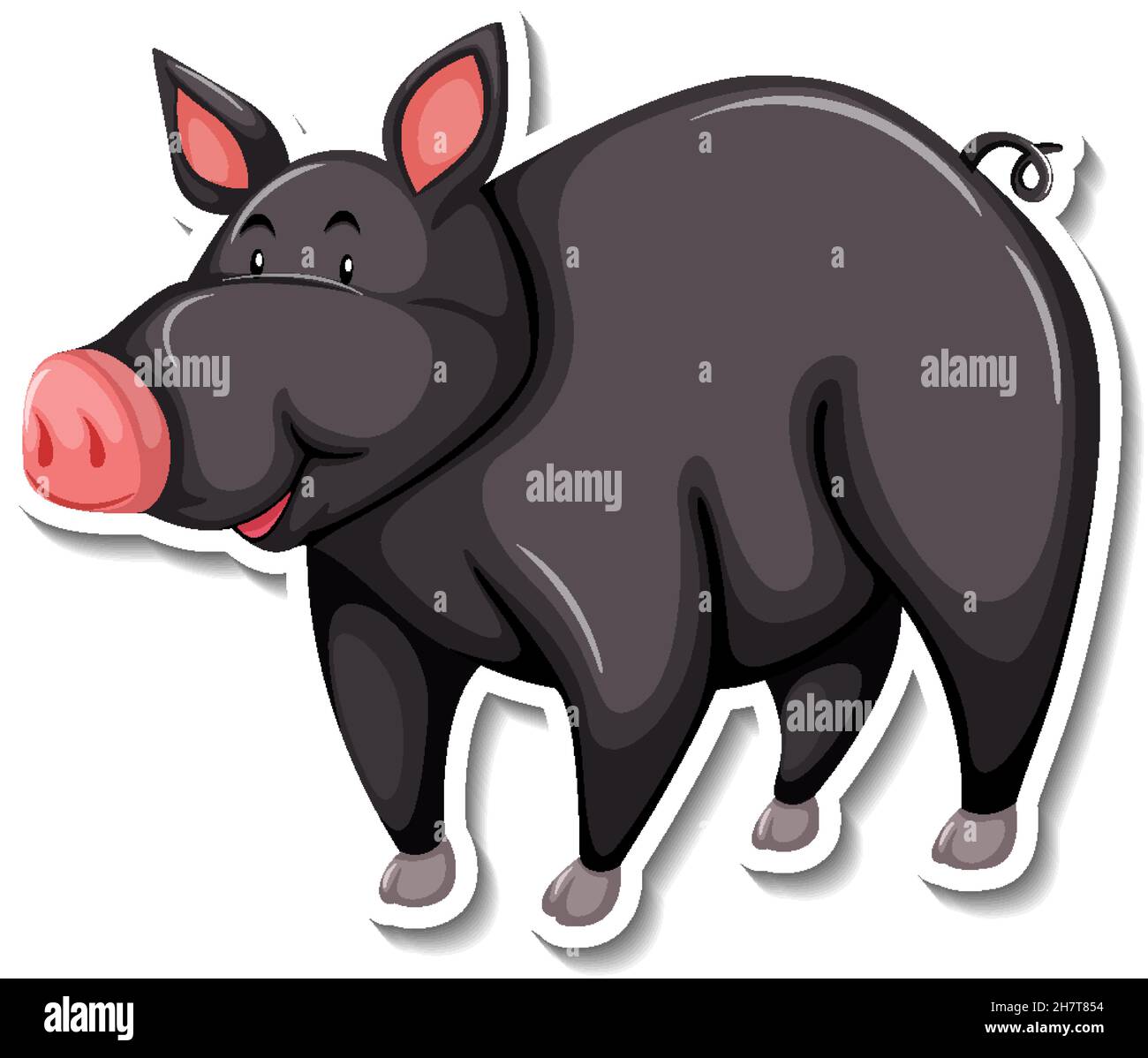 Black pig animal cartoon sticker illustration Stock Vector Image & Art ...