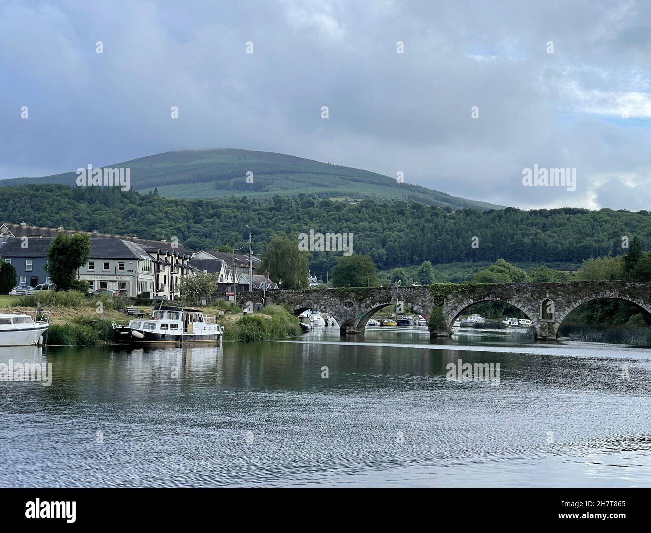 Bridge over the river in the countryside area with mountains Stock ...