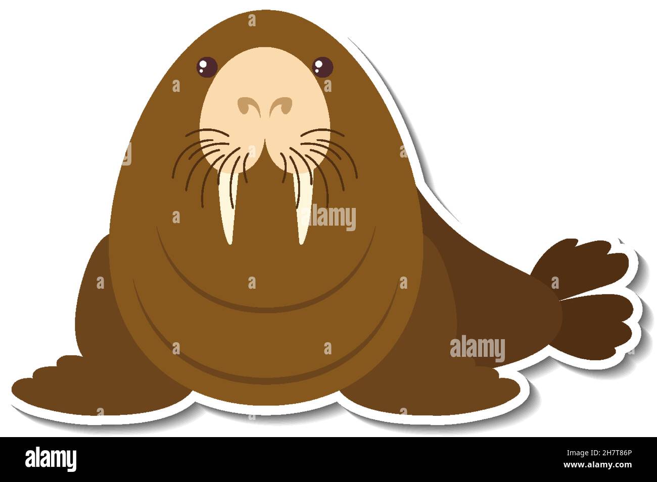 Chubby walrus animal cartoon sticker illustration Stock Vector Image ...