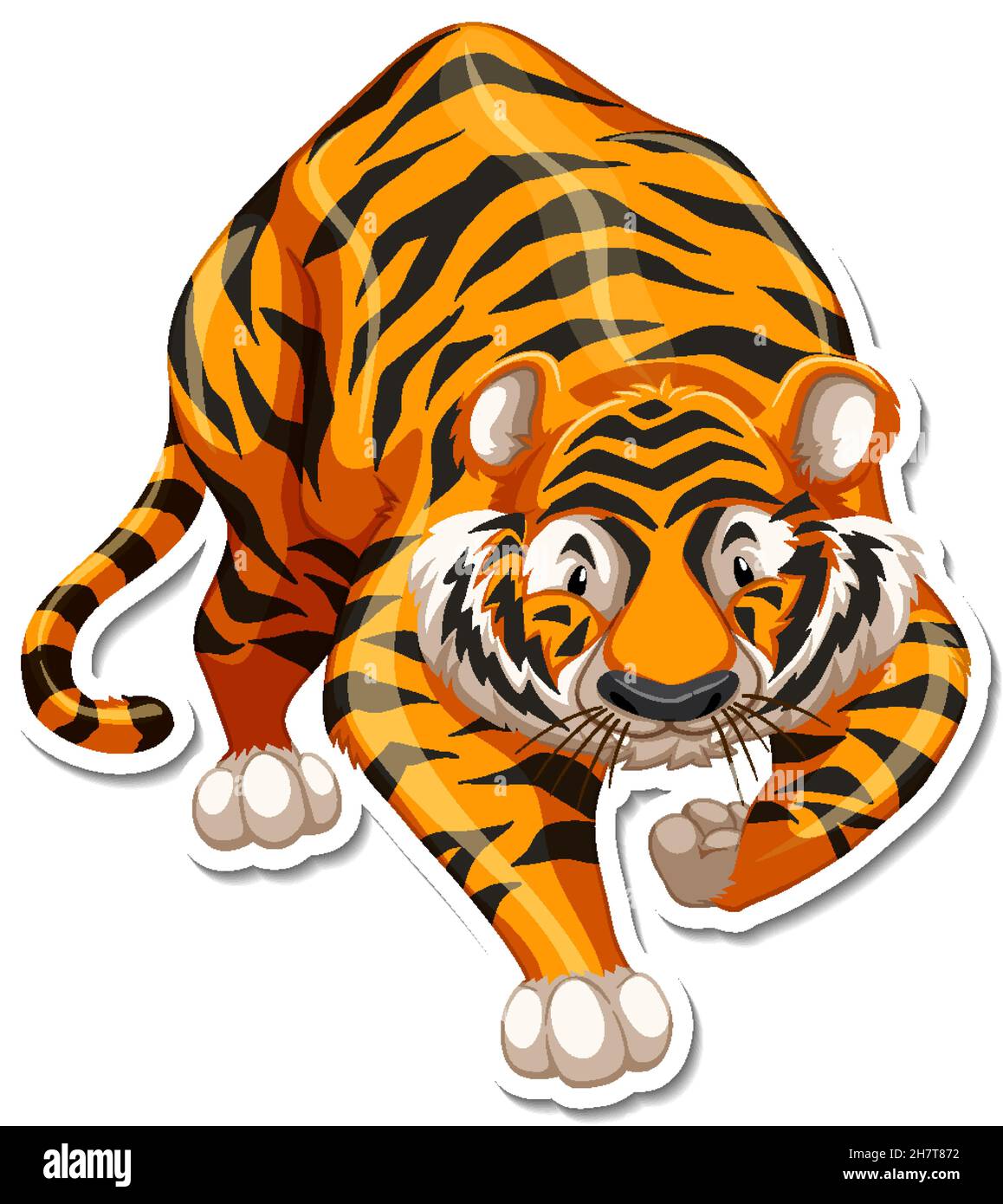 Tiger cartoon character on white background illustration Stock Vector ...