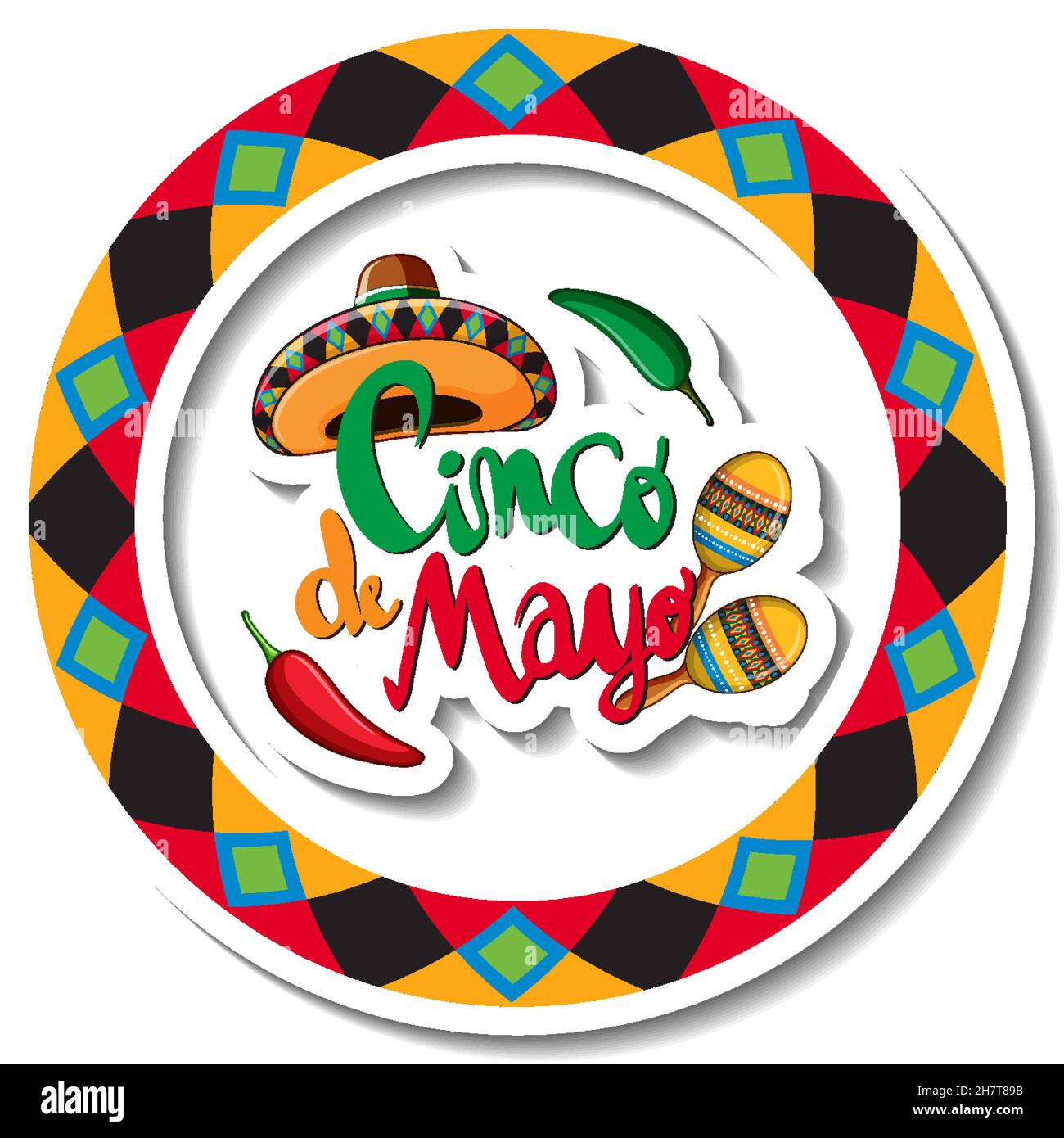 Cinco de Mayo badge sticker illustration Stock Vector Image & Art - Alamy